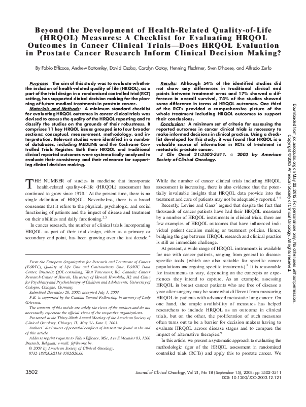(PDF) Beyond the Development of Health-Related Quality-of-Life (HRQOL ...