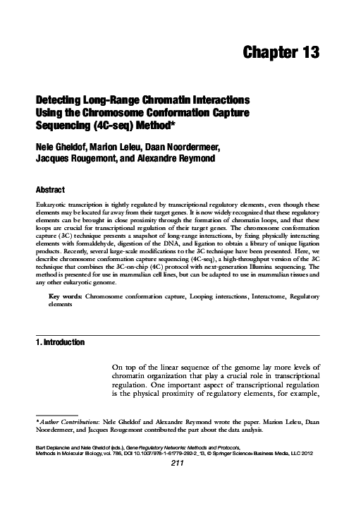 Pdf Detecting Long Range Chromatin Interactions Using The Chromosome