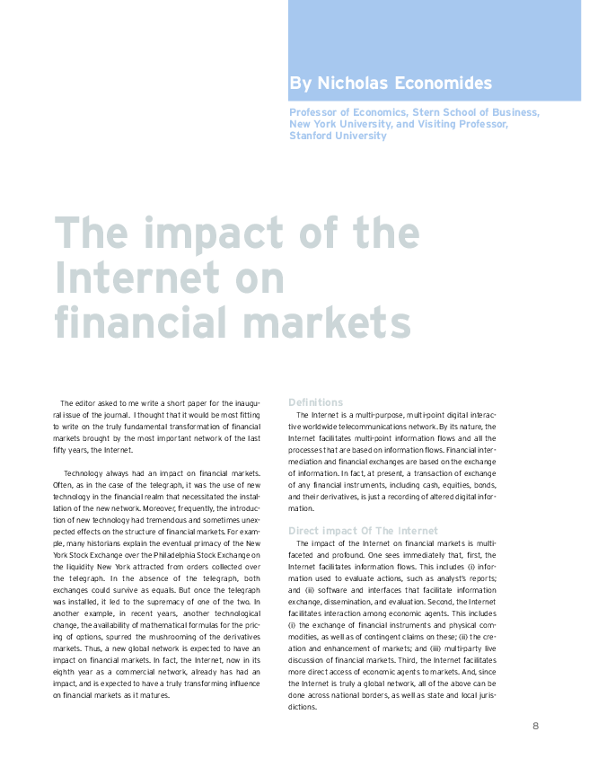 (PDF) The Impact of the Internet on Financial Markets