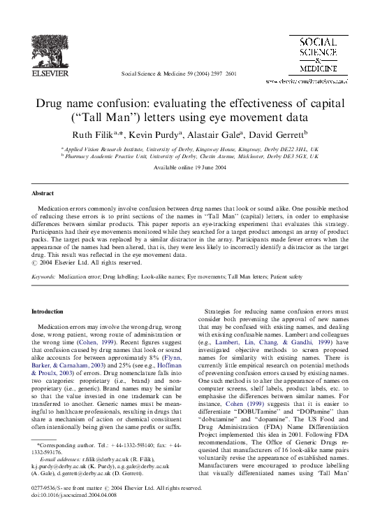 (PDF) Drug name confusion: evaluating the effectiveness of capital ...