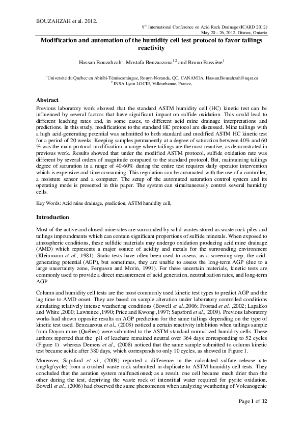 (PDF) Modification and automation of the humidity cell test protocol to ...