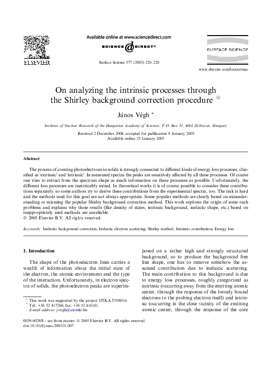 (PDF) On analyzing the intrinsic processes through the Shirley ...