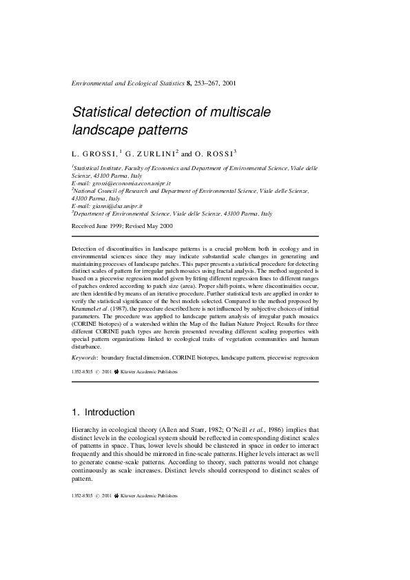 (PDF) Statistical detection of multiscale landscape patterns
