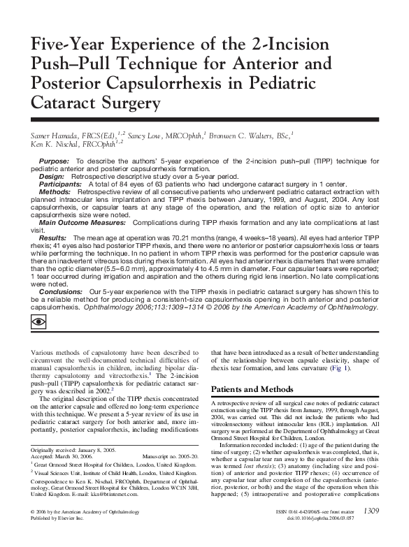 (PDF) Five-Year Experience of the 2-Incision Push-Pull Technique for ...