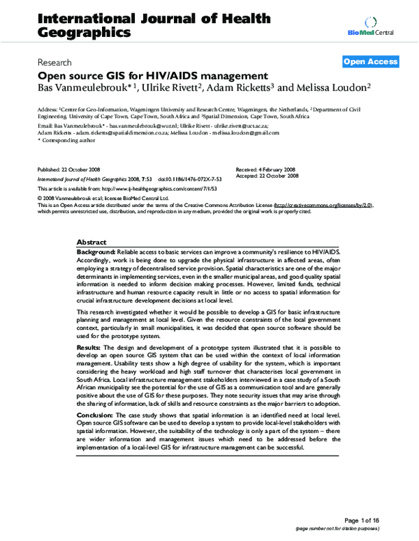 (PDF) Open source GIS for HIV/AIDS management