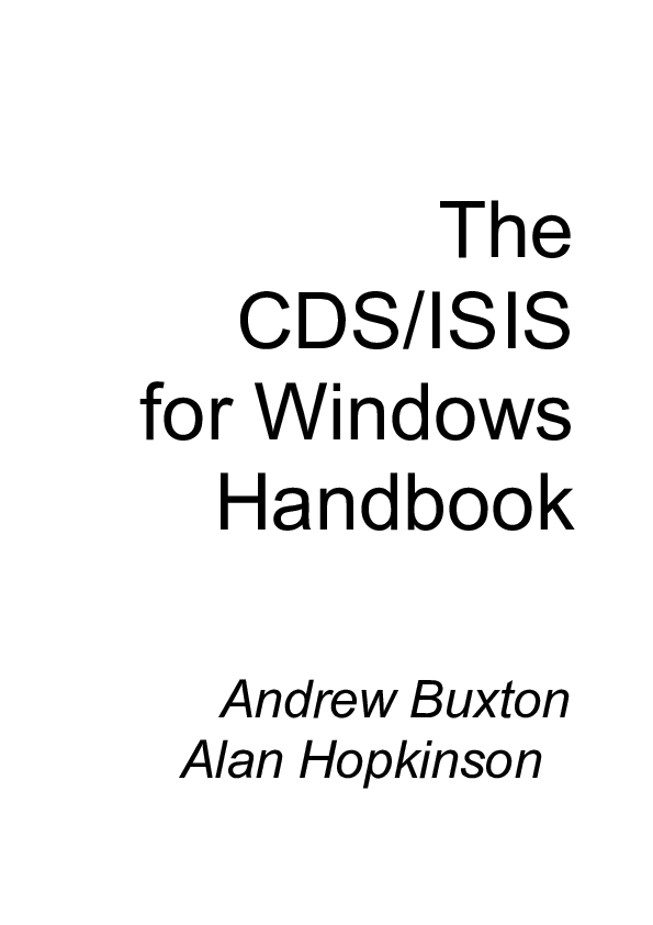 (DOC) The CDS/ISIS handbook
