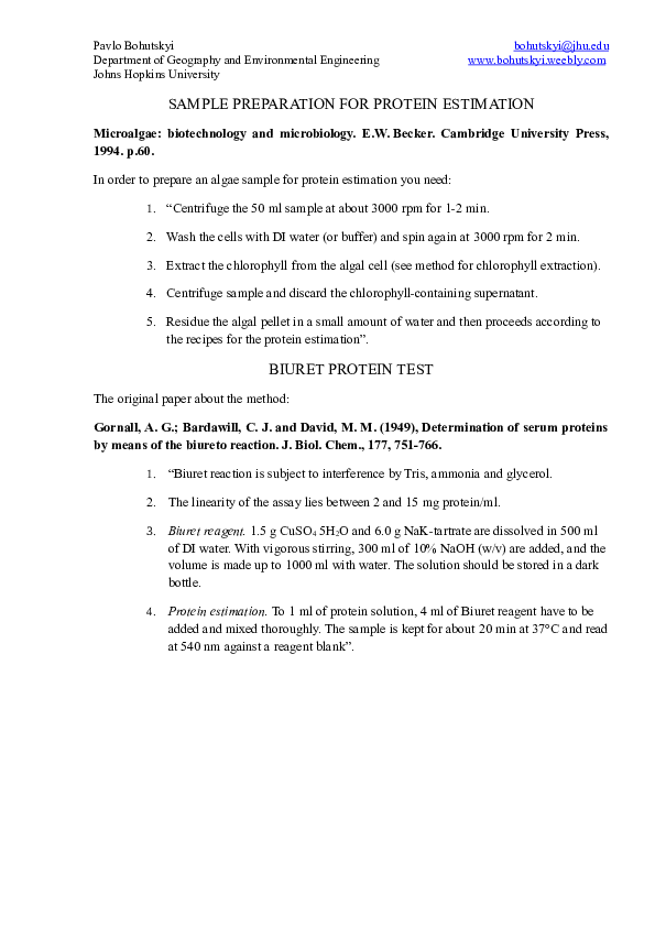 (PDF) Protein Estimation Test_Biuret