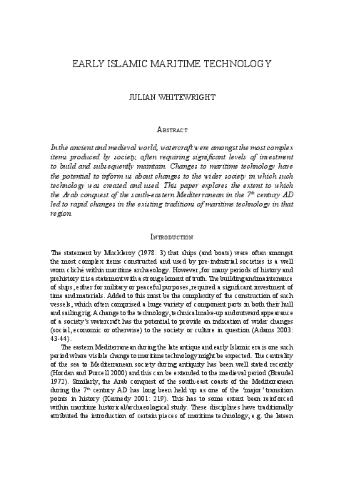 (PDF) Early Islamic Maritime Technology