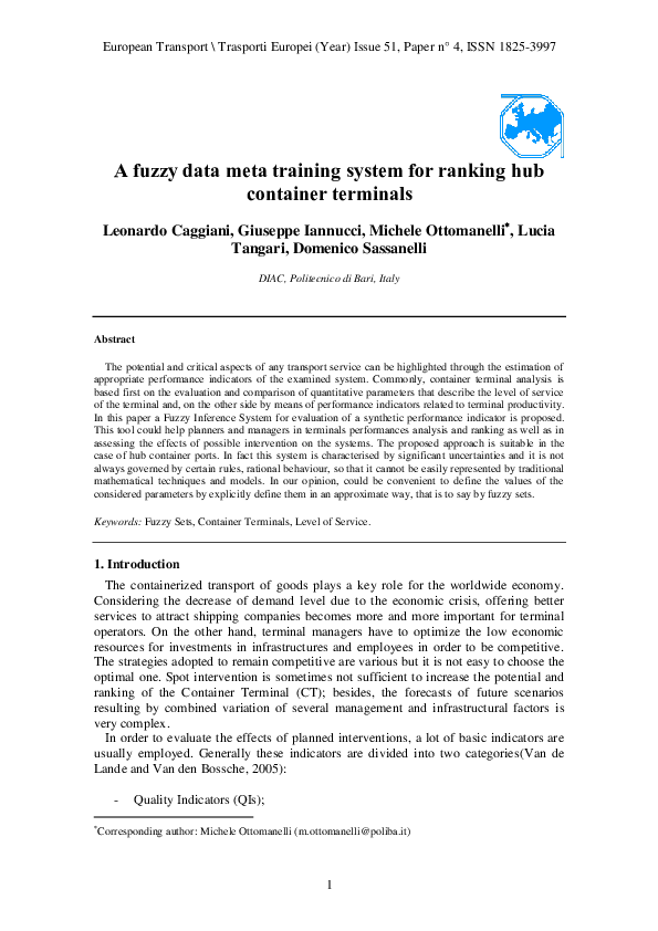 Pdf A Fuzzy Data Meta Training System For Ranking Hub Container Terminals