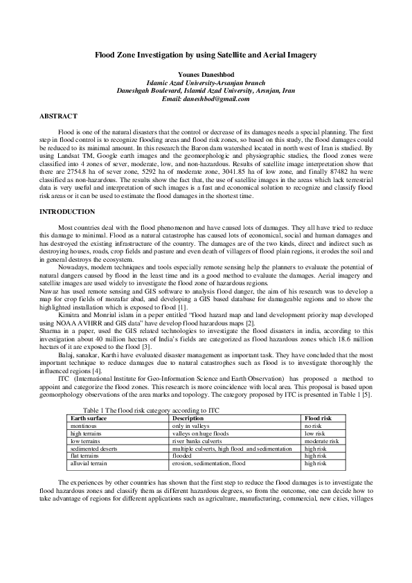 (PDF) Flood Zone Investigation by using Satellite and Aerial Imagery