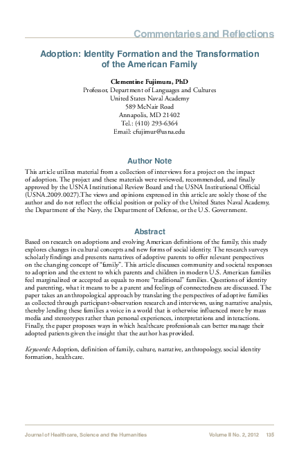 (PDF) Adoption: Identity Formation and the Transformation of the ...