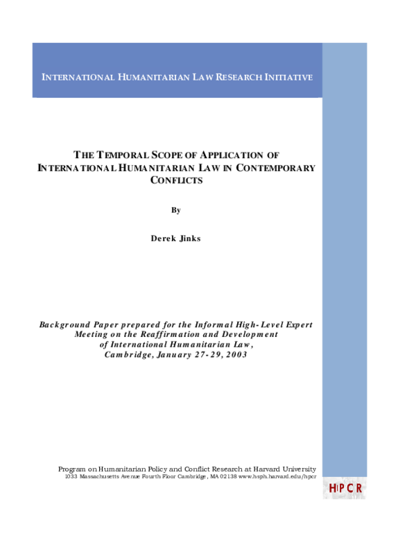 (PDF) The temporal scope of application of international humanitarian ...