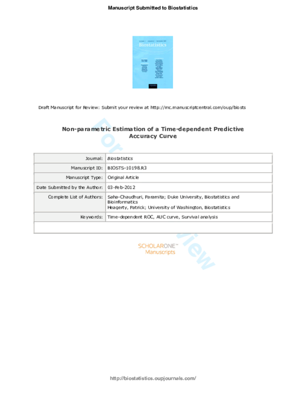 Pdf Non Parametric Estimation Of A Time Dependent Predictive Accuracy