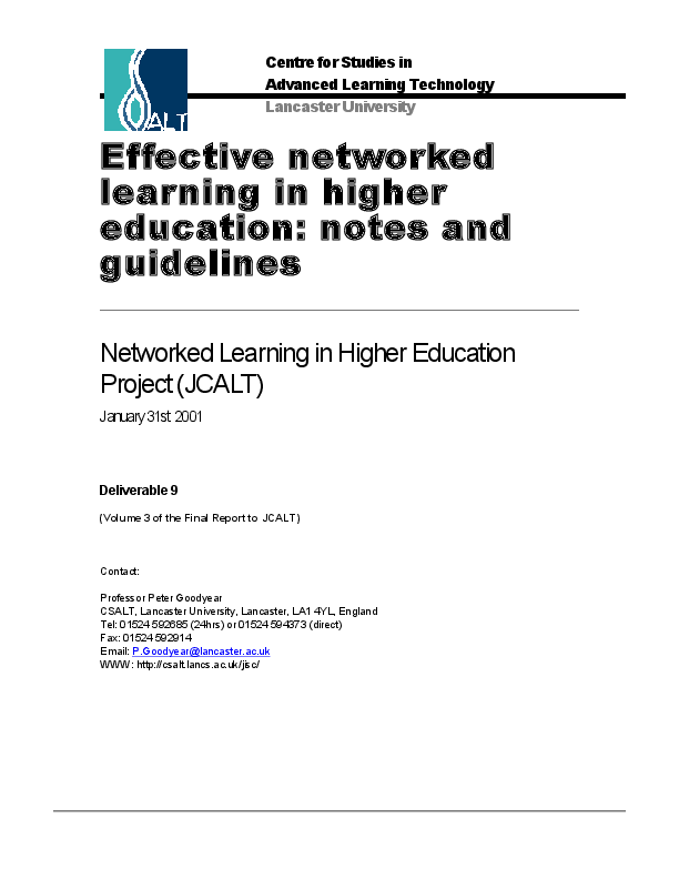 (PDF) Effective networked learning in higher education: notes and ...