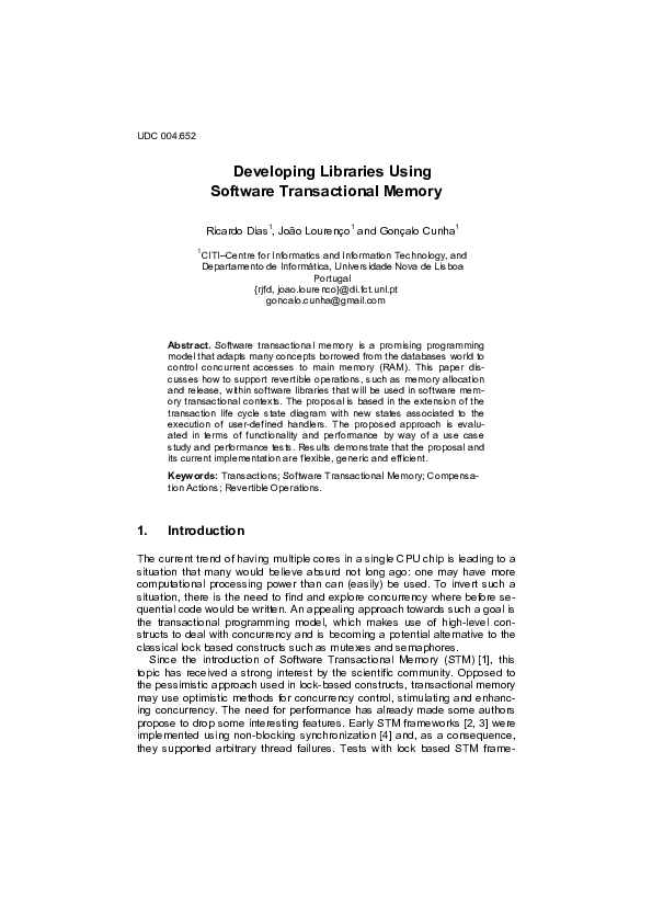 (PDF) Developing Libraries Using Software Transactional Memory