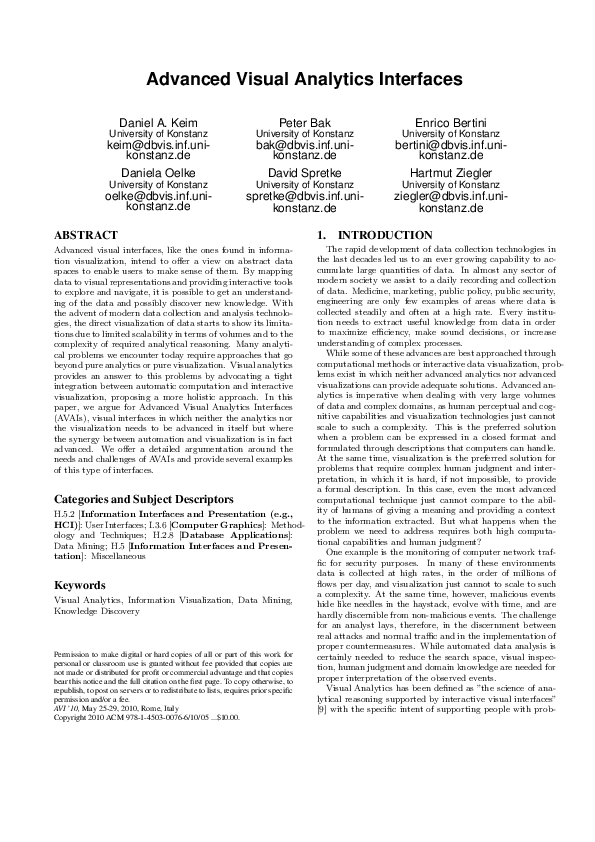(PDF) Advanced visual analytics interfaces
