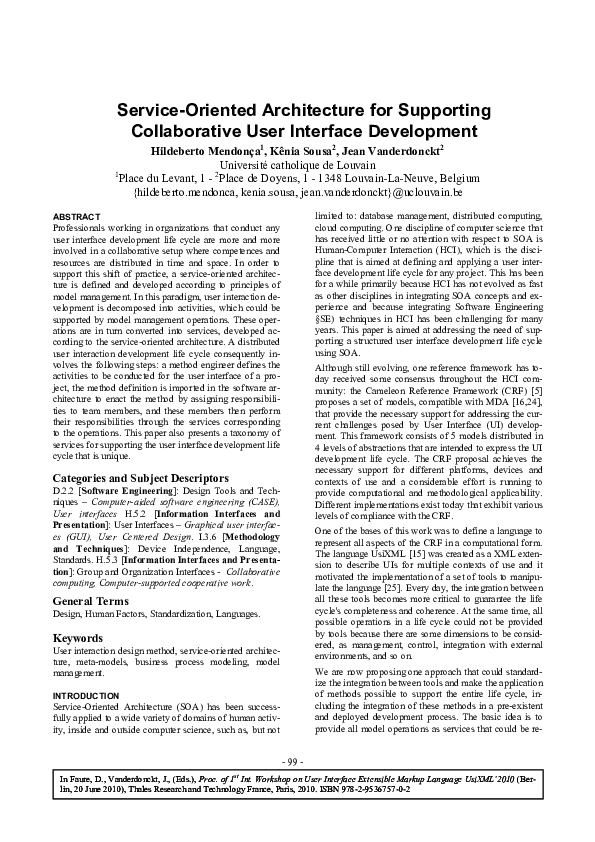 (PDF) Service-Oriented Architecture for Supporting Collaborative User Interface Development