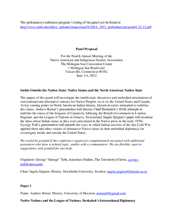 (DOC) "Inside-Outside the Nation State: Native Status and the North ...