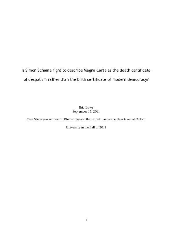 (DOC) Magna Carta - Birth Certificate of Modern Democracy?