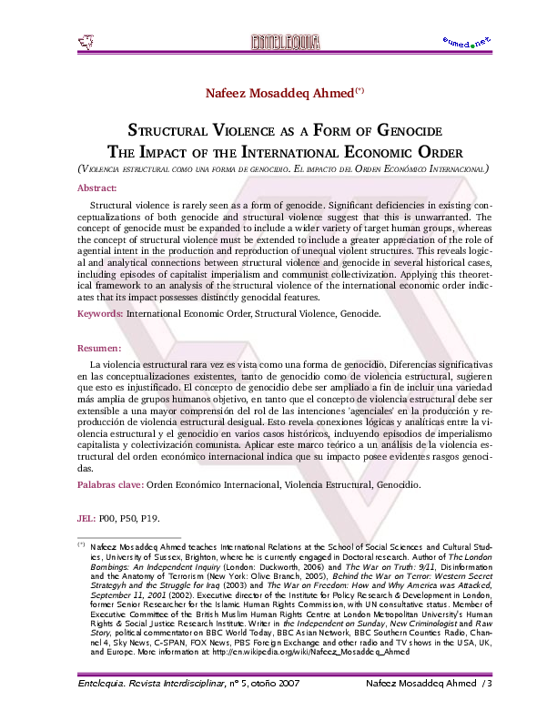 (PDF) Structural Violence as a Form of Genocide: The Impact of the ...