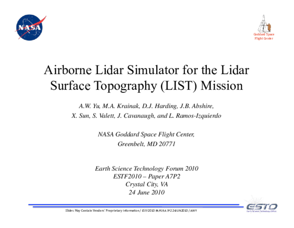 (PDF) Airborne Lidar Simulator for the Lidar Surface Topography (LIST ...