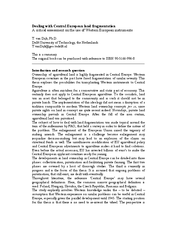 (PDF) Dealing with Central European land fragmentation