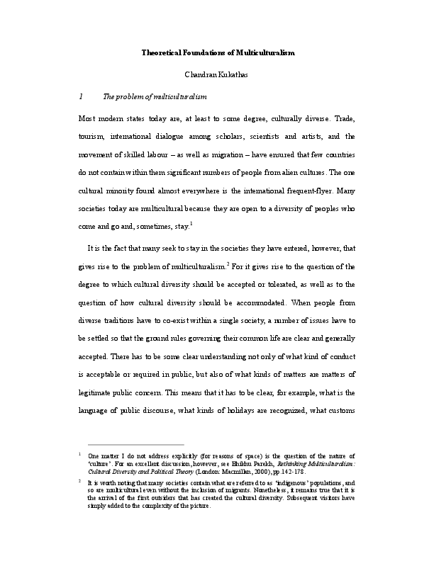 (PDF) Theoretical Foundations of Multiculturalism (PDF) Theoretical Foundations of Multiculturalism
