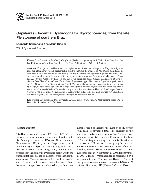 (PDF) Capybaras (Rodentia: Hystricognathi: Hydrochoeridae) from the ...