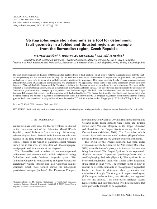 Pdf Stratigraphic Separation Diagrams As A Tool For Determining Fault