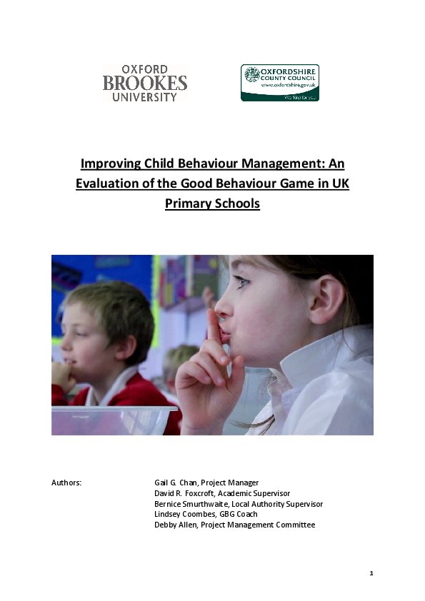 (PDF) Improving Child Behaviour Management: An Evaluation of the Good ...