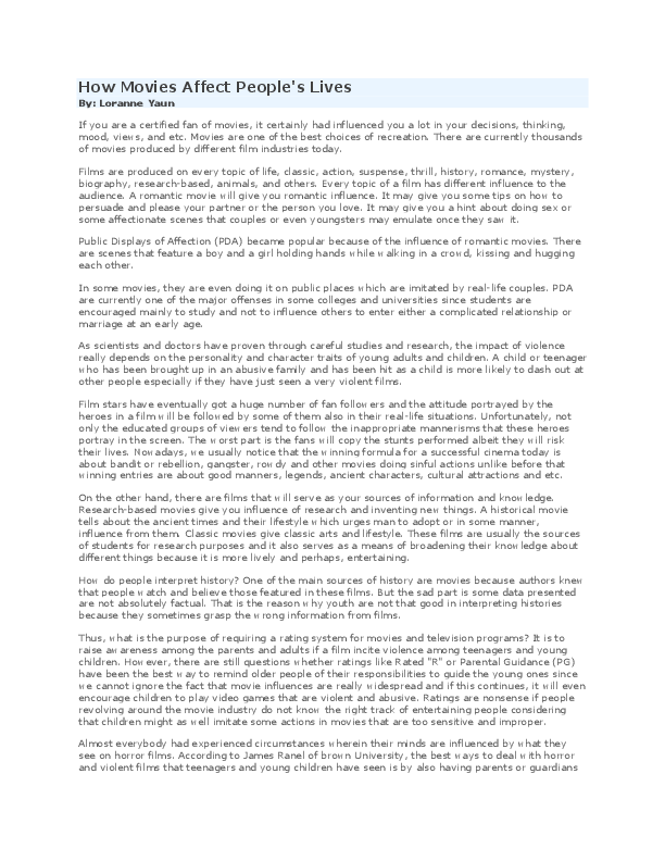 (DOC) How Movies Affect People's Lives