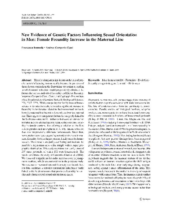 (PDF) New evidence of genetic factors influencing sexual orientation in ...