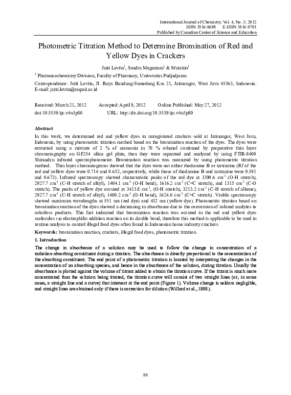 (PDF) Photometric Titration Method to Determine Bromination of Red and ...