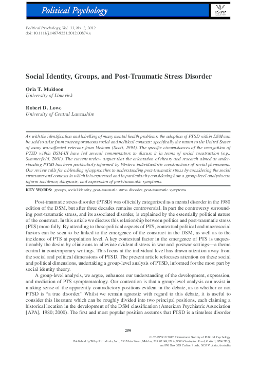 (PDF) Social identity, groups and PTSD