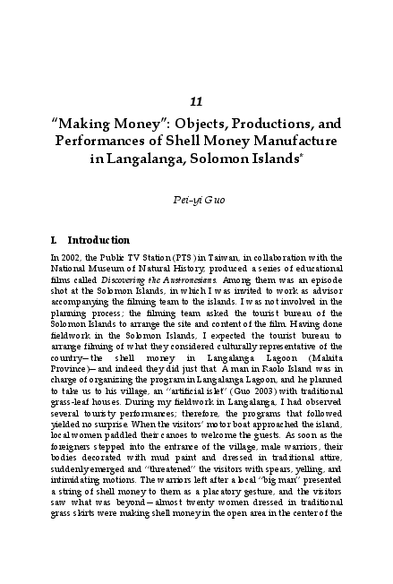 (PDF) “Making Money”: Objects, Productions, and Performances of Shell ...