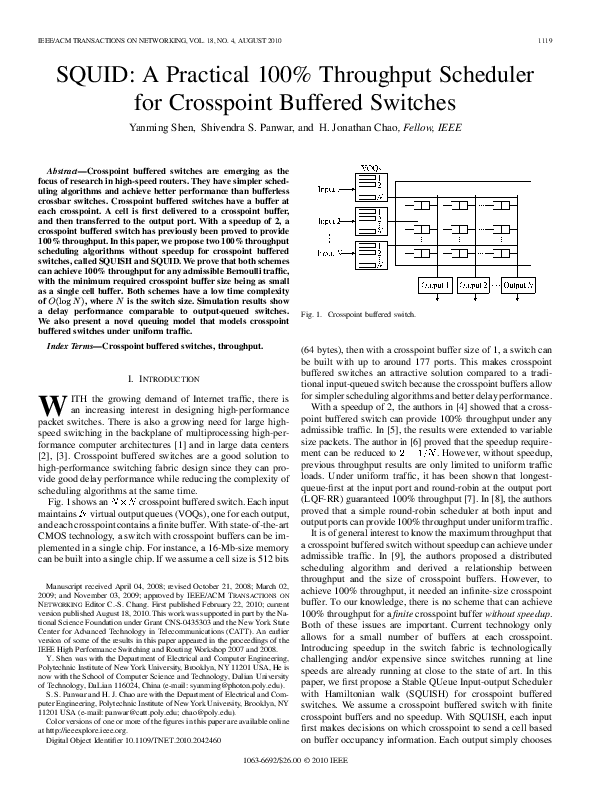 (PDF) SQUID: A practical 100% throughput scheduler for crosspoint buffered switches