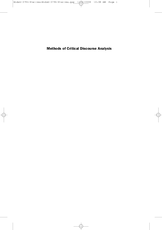 (PDF) Methods of critical discourse analysis