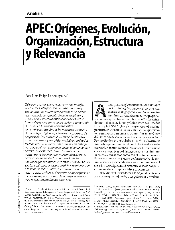 (PDF) APEC: Orígenes, evolución, organización, estructura y relevancia