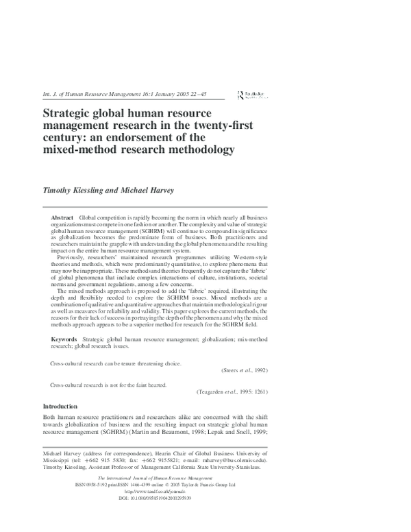 (PDF) Strategic global human resource management research in the twenty ...
