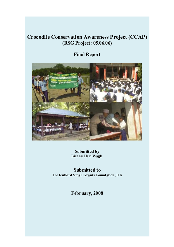 (DOC) Crocodile Conservation Awareness Project (CCAP)(RSG Project: 05. ...