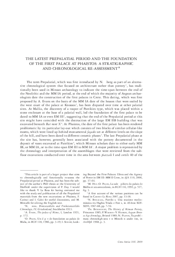 (PDF) THE LATEST PREPALATIAL PERIOD AND THE FOUNDATION OF THE FIRST ...