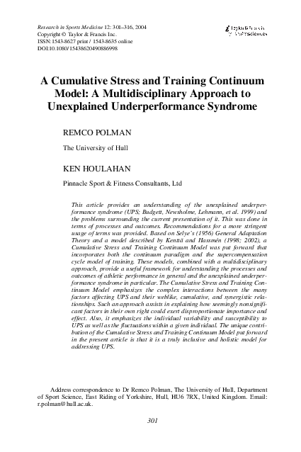 (PDF) A cumulative stress and training continuum model: A ...