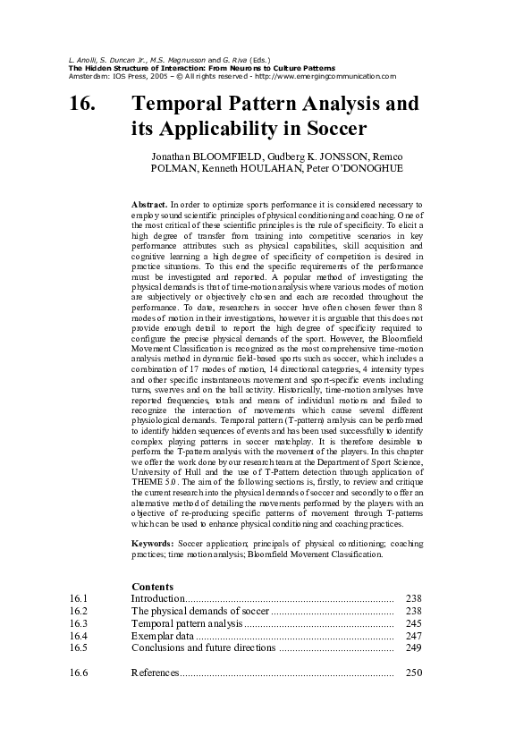 (PDF) 16. Temporal Pattern Analysis and its Applicability in Soccer