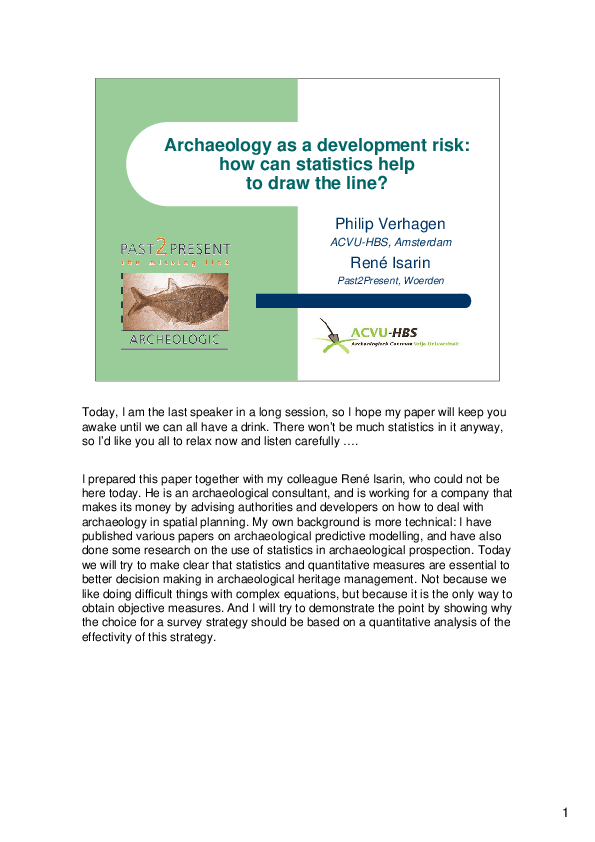 (PDF) Archaeology as a development risk: how can statistics help to ...