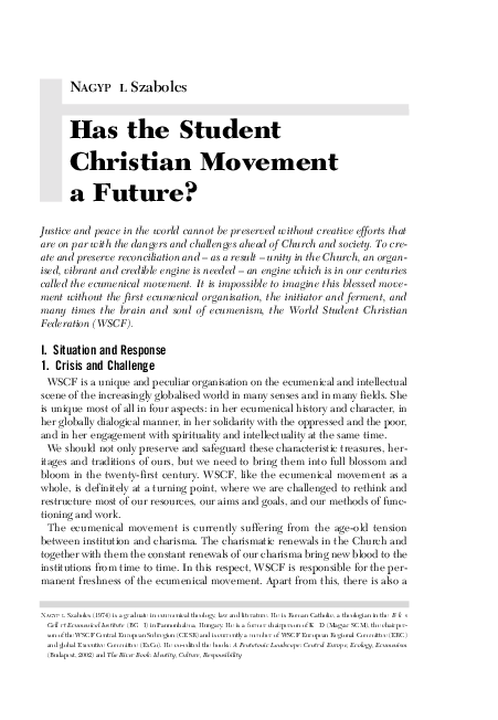 (PDF) Has the Student Christian Movement a Future?
