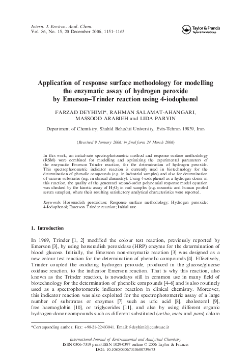 Pdf Application Of Response Surface Methodology For Modelling