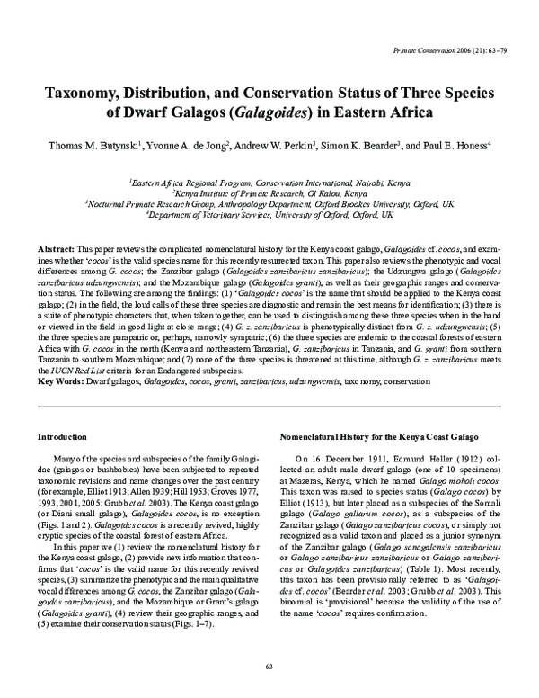 (PDF) Taxonomy, distribution, and conservation status of three species ...