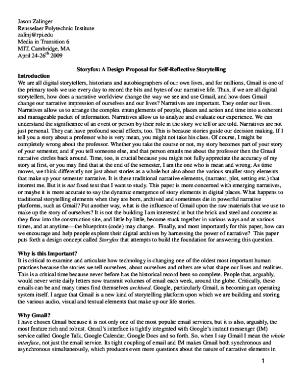 (PDF) Storyfox: A conceptual design for self-reflective storytelling