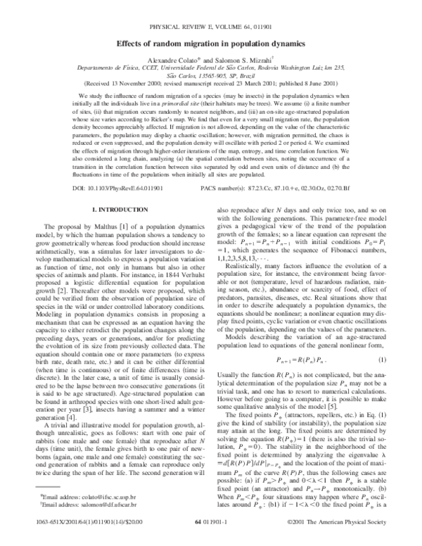 (PDF) Effects of random migration in population dynamics