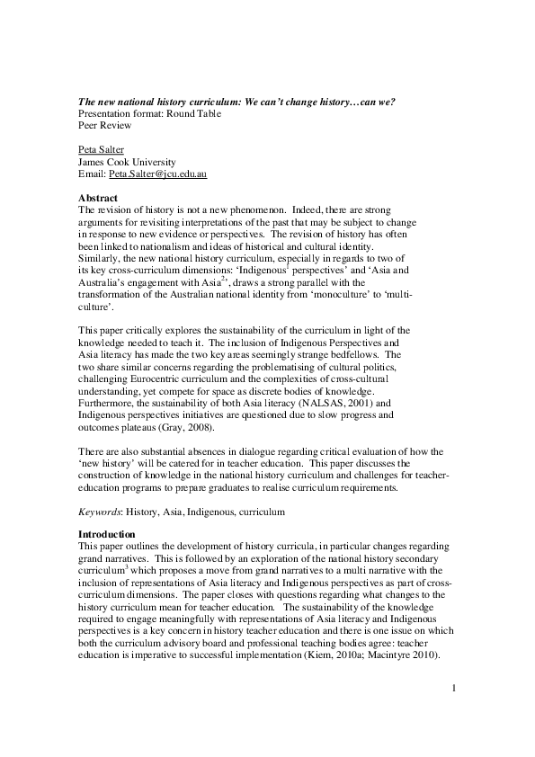 (PDF) The new national history curriculum: we can't change history ...